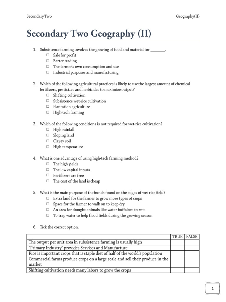 Secondary Two Geography (1) | PDF
