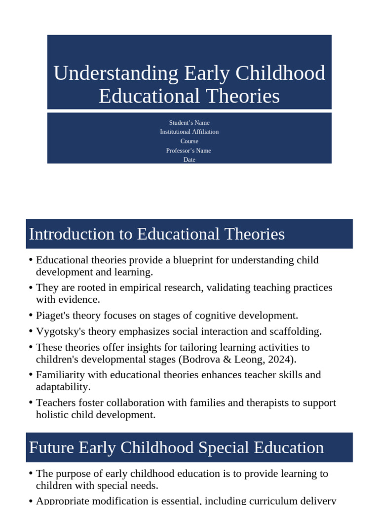 Understanding Early Childhood Educational Theories (1) | PDF | Early ...