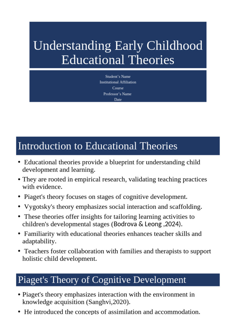 Understanding Early Childhood Educational Theories | PDF | Cognitive ...
