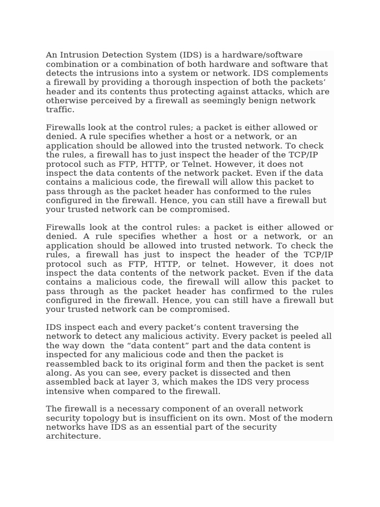 An Intrusion Detection System | PDF | Firewall (Computing) | Computer Network