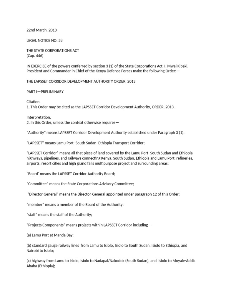 LAPSSET Development Authority | PDF