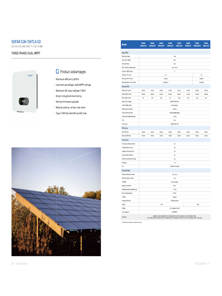 Datasheet SOFAR 3-12KTLX-G3 EN | PDF