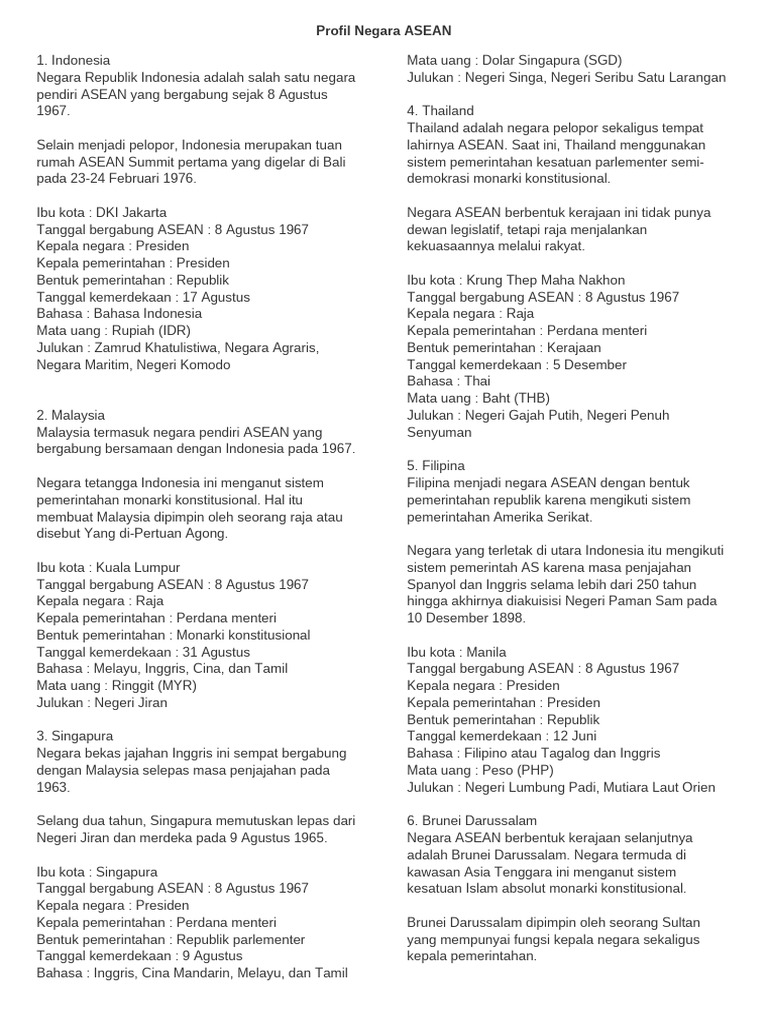Profil Negara ASEAN | PDF