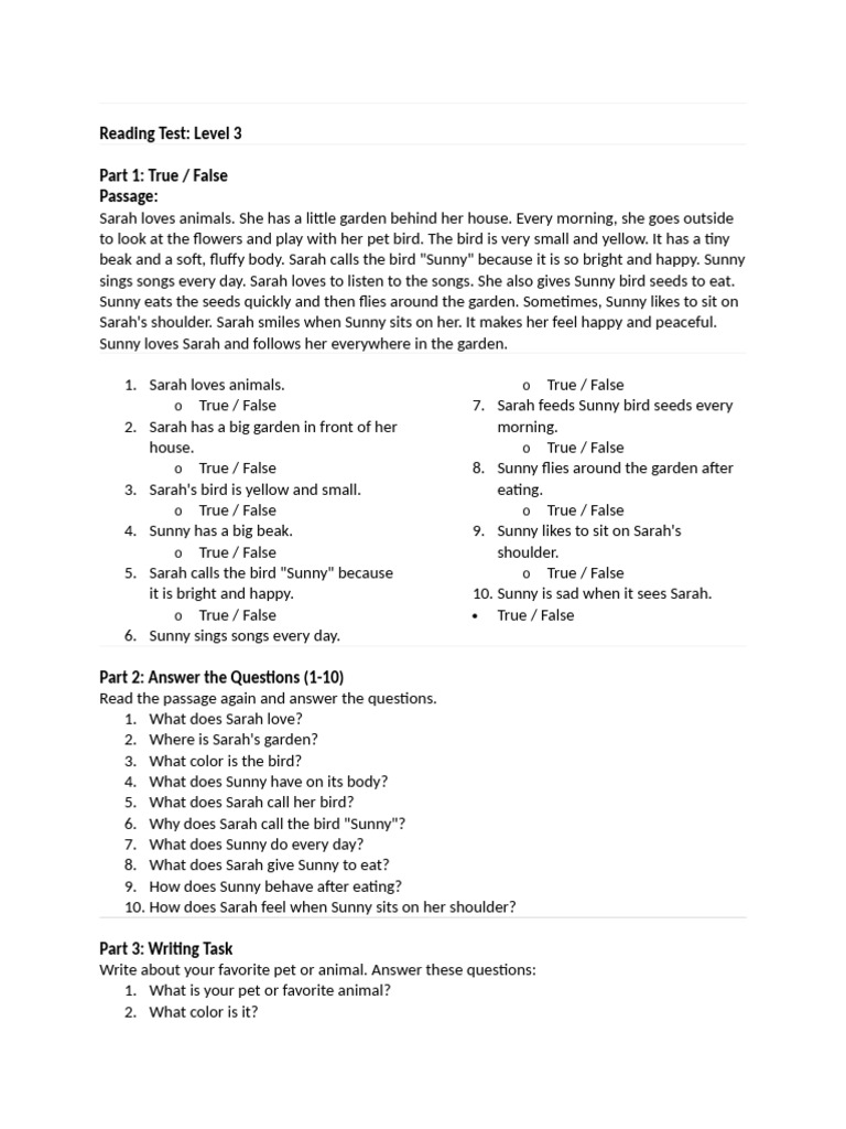Reading Test | PDF