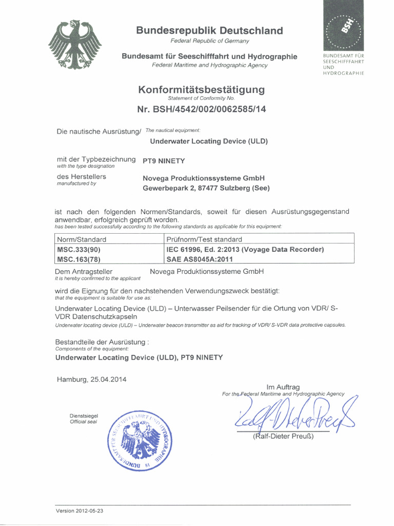 NOV-PT9-NINETY BSH Approval | PDF