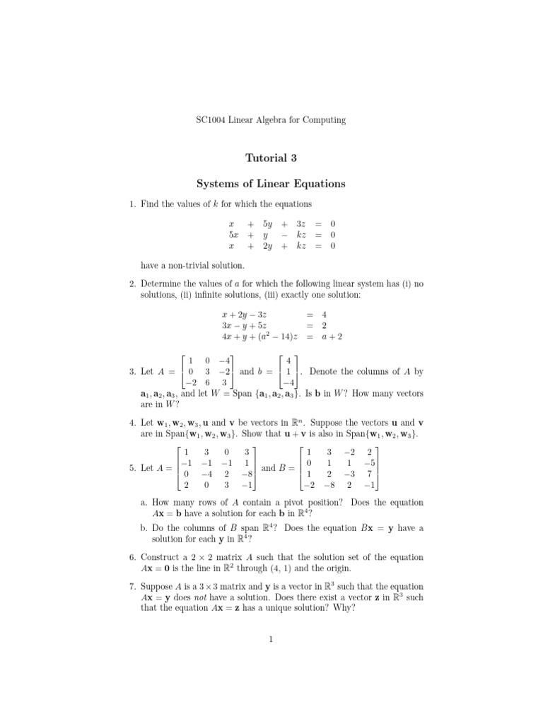 Standard Matrix of Linear Transformation | PDF | System Of Linear ...