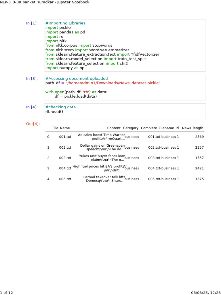NLP-3 A23 Pooja Gorade - Jupyter Notebook | PDF | Recession | Government Budget Balance