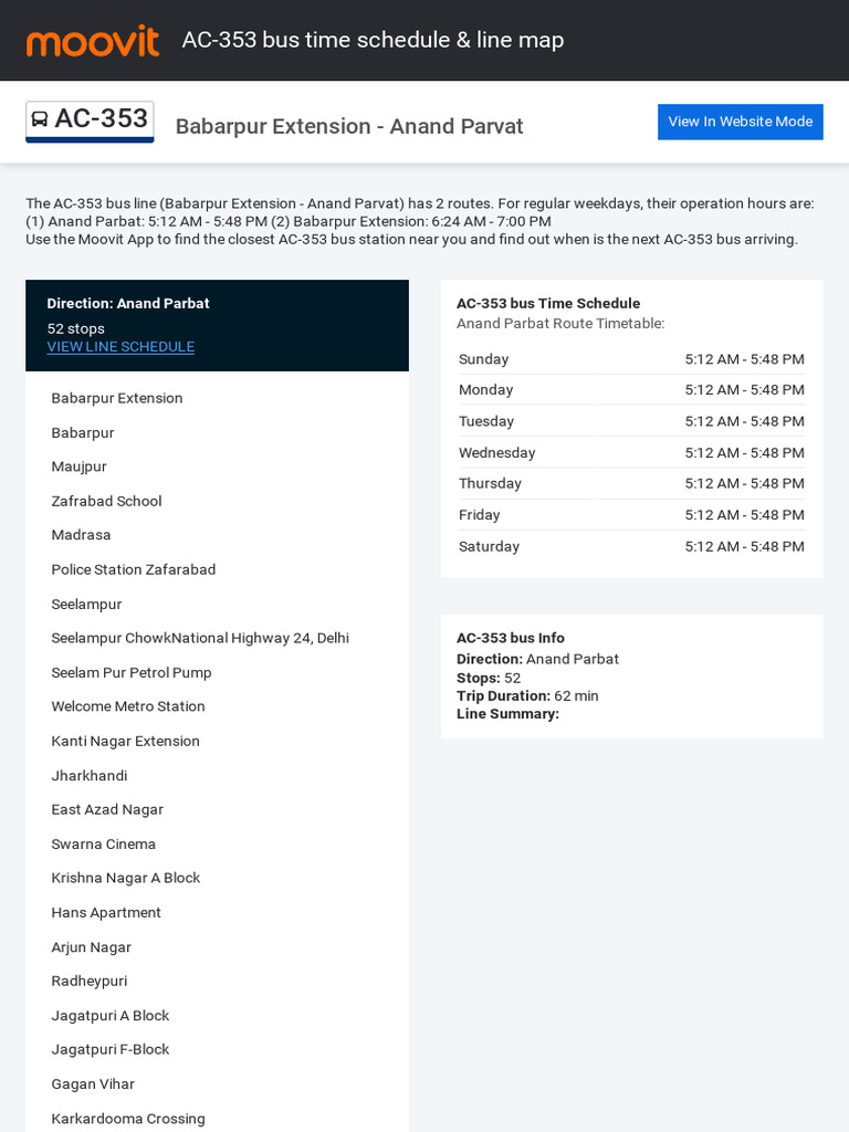 Babarpur Extension - Anand Parvat: AC-353 Bus Time Schedule & Line Map ...