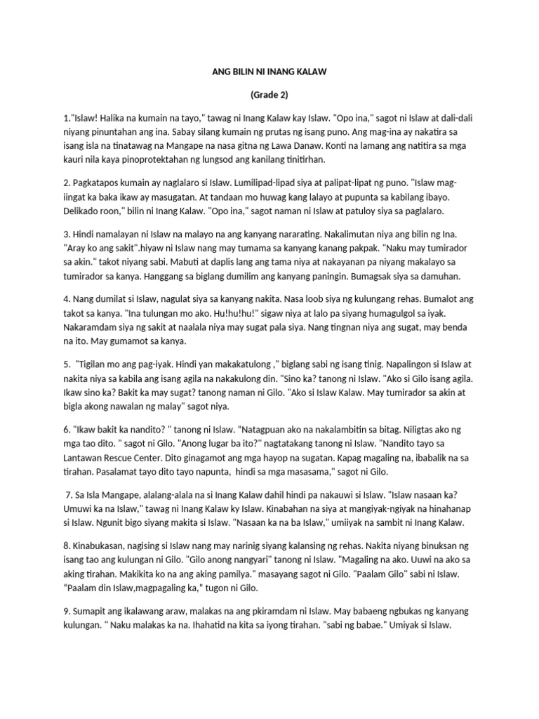 Ang Bilin Ni Inang Kalaw | PDF