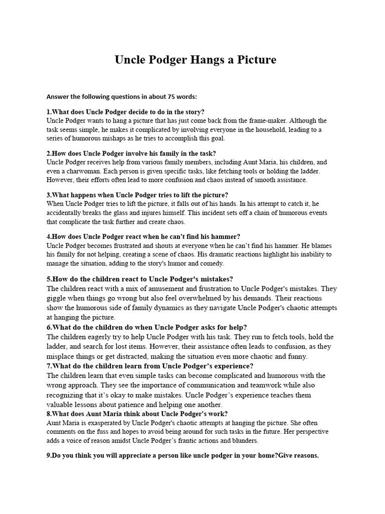 Uncle Podger Hangs A Picture | PDF