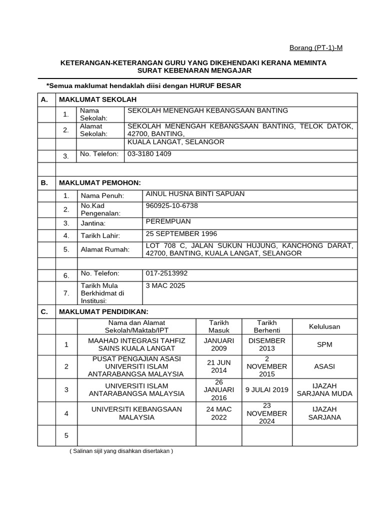 5 Pengesahan PGB Permohonan Permit Mengajar | PDF