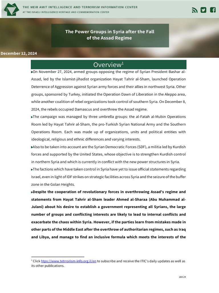 The Power Groups in Syria after the Fall | PDF | Al Nusra Front | Syrian Democratic Forces