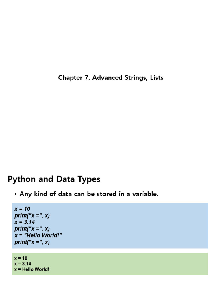 Chapter07. Advanced Strings, Lists | PDF | String (Computer Science) | Integer (Computer Science)
