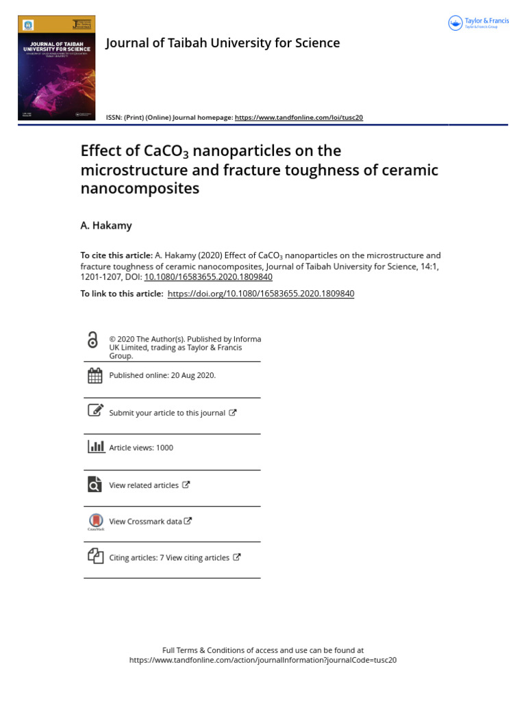 CaCO3 Nanoparticles in Ceramic Nanocomposites | PDF | Nanocomposite ...