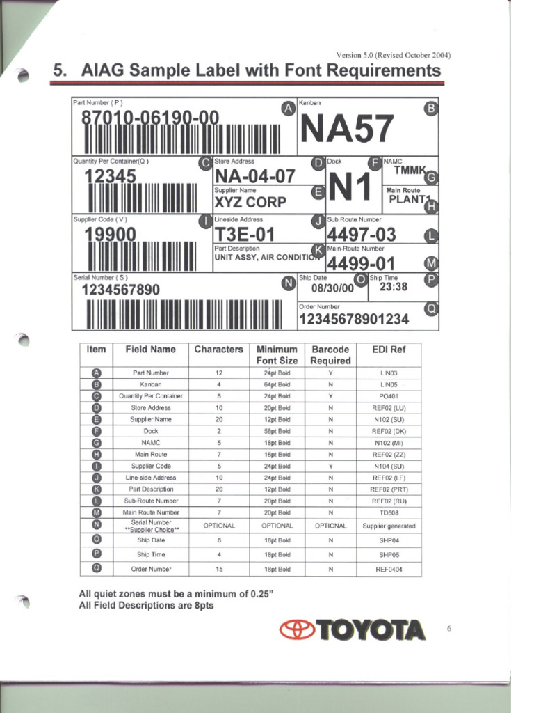AIAG Sampling Label | PDF