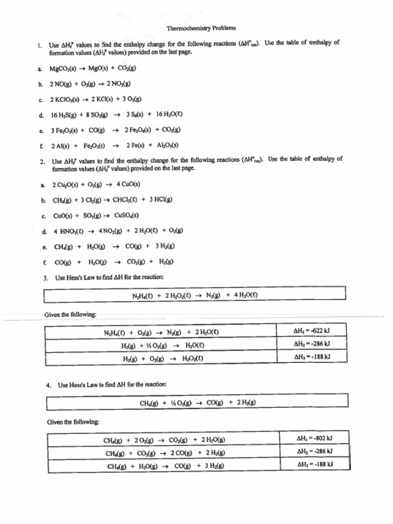 Thermochemistry Problems | PDF