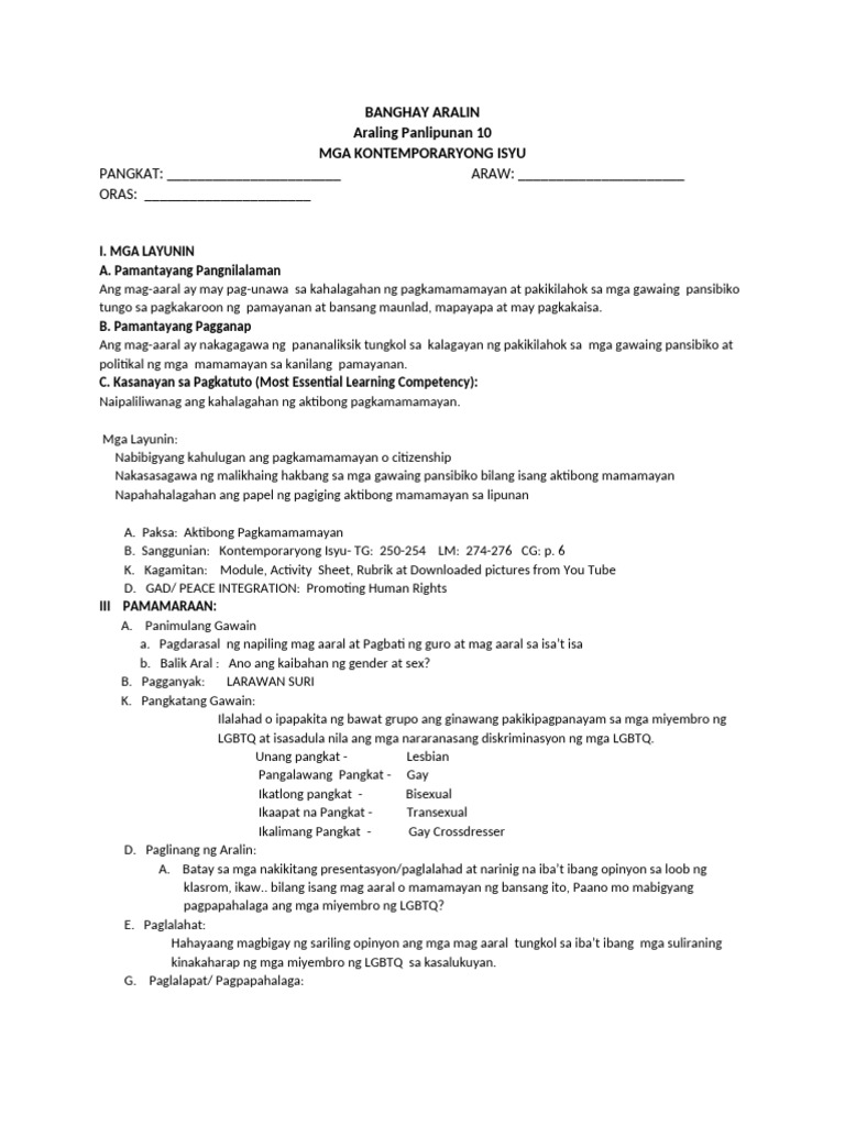 Banghay Aralin AP-sample | PDF