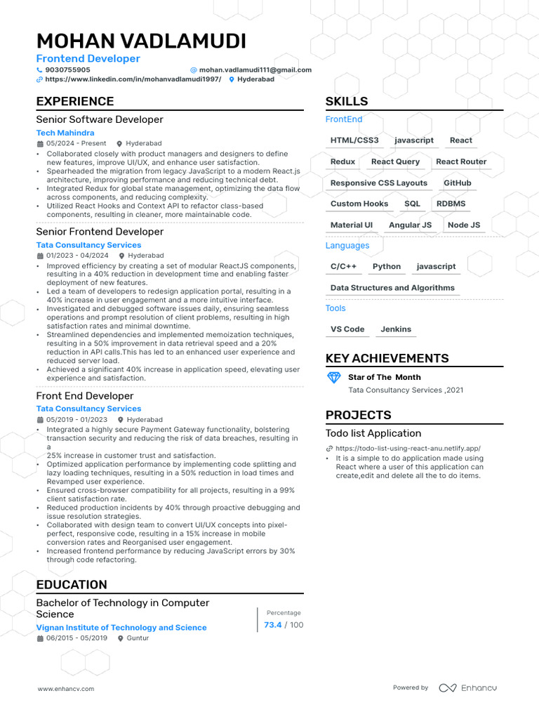 Mohan Vadlamudi - Frontend Developer Resume | PDF | Systems Engineering | Computer Science