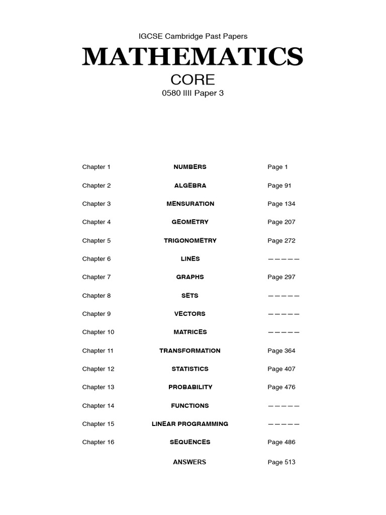 Igcse Cam Math p3 分章 | PDF | Equations | Odds