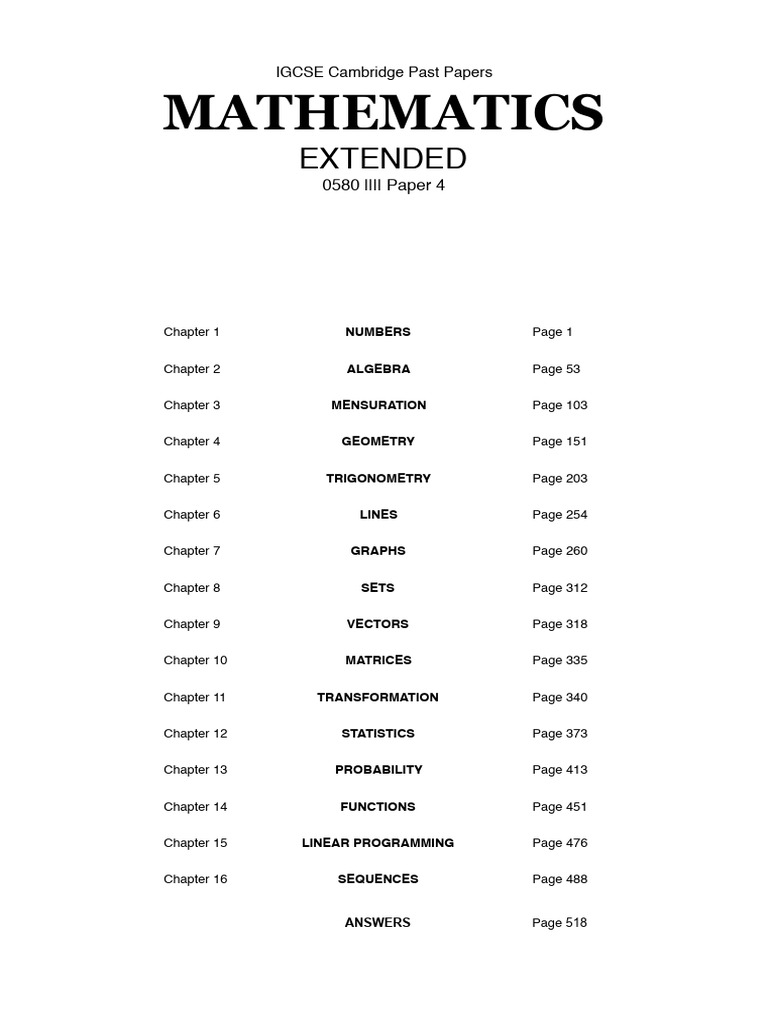Igcse Cam Math p4 分章 | PDF | Equations | Circle