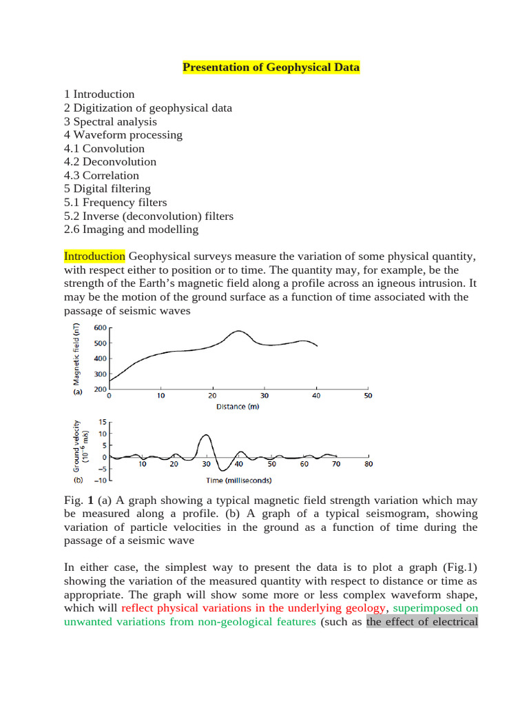 Presentation Of Geophysical Data Pdf Spectral Density Fast
