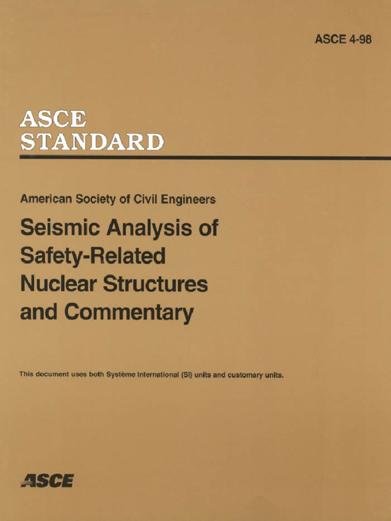 ASCE 4 98 Seismic Analysis of Safety Related Nuclear Structures | PDF | Civil Engineering ...