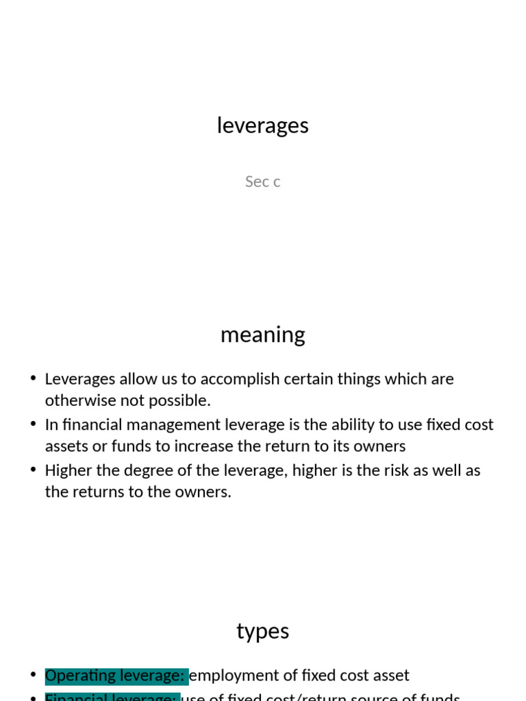 leverages | PDF | Leverage (Finance) | Equity (Finance)