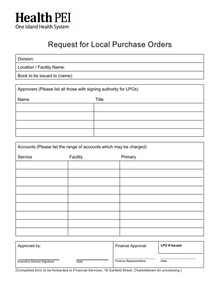 Local Purchase Order Request Form | PDF