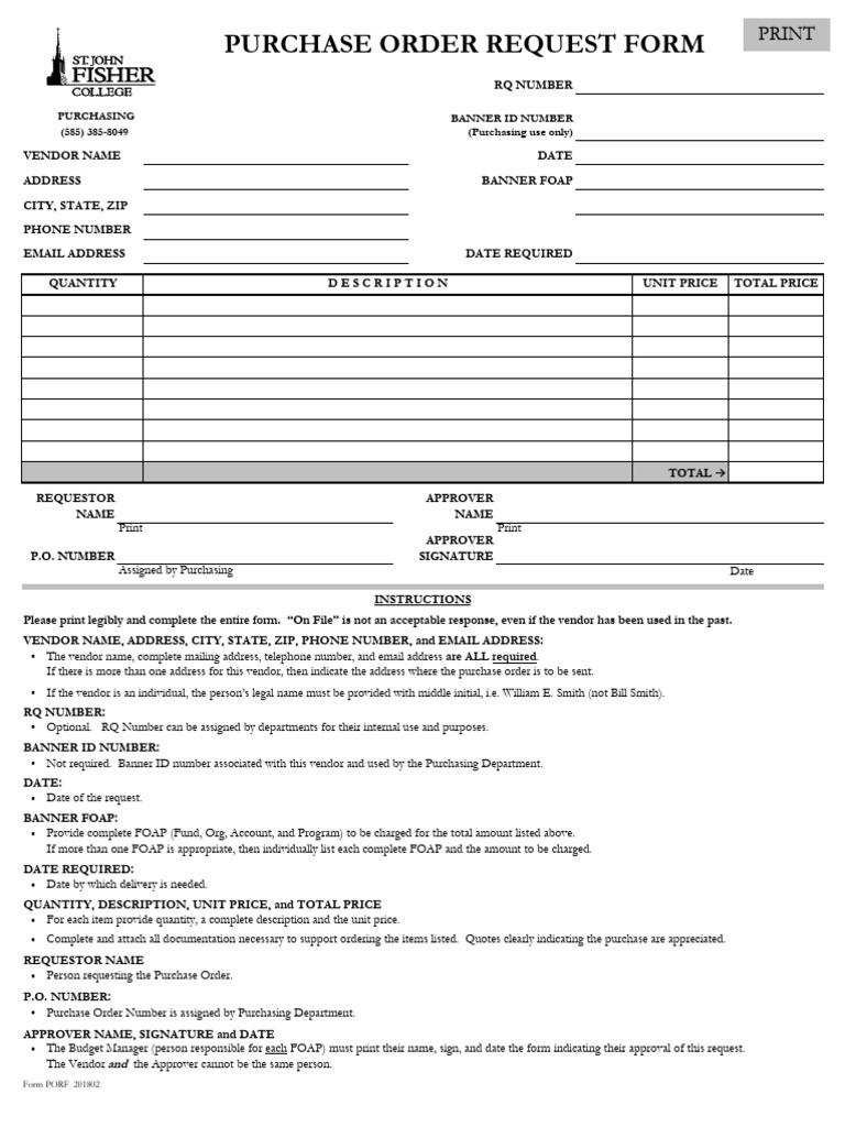 Purchase Order Request | PDF