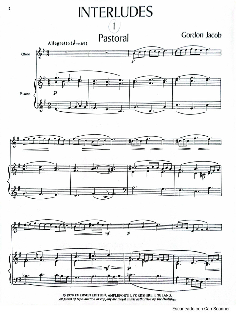 Jacob, Gordon - Interludes Oboe y Piano | PDF