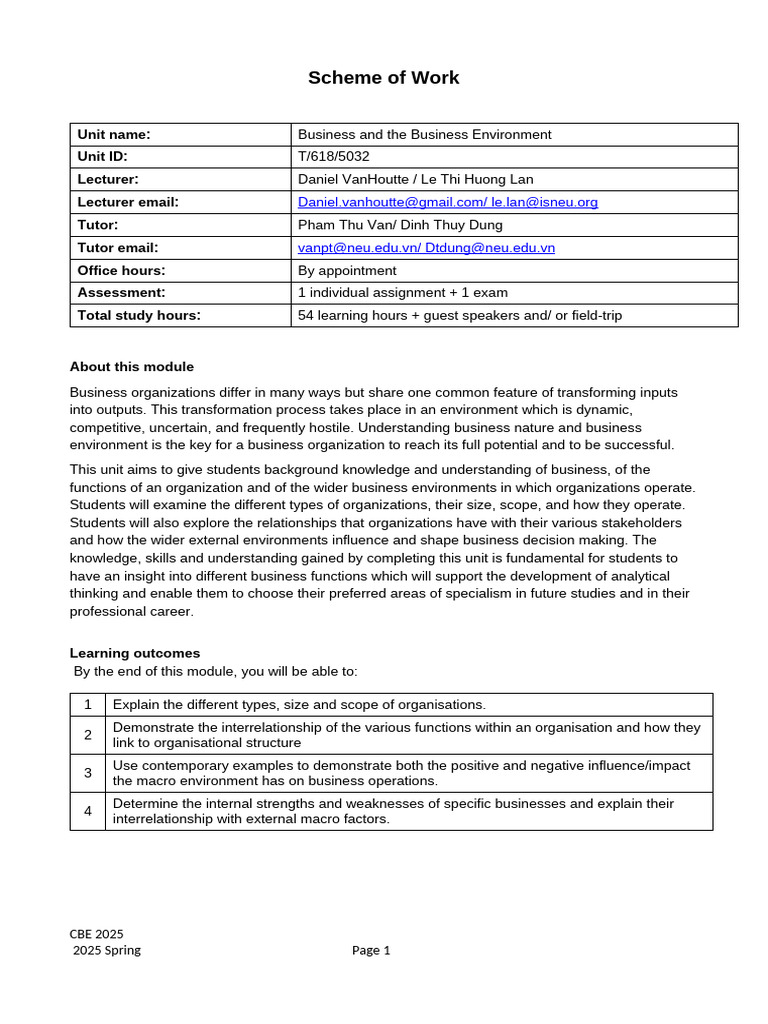 CBE Business Environment Scheme 2025 | PDF | Scope (Computer Science ...