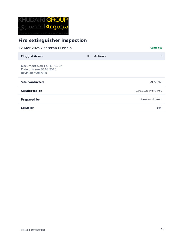 Fire Extinguisher Inspection Report | PDF | Sustainable Technologies ...