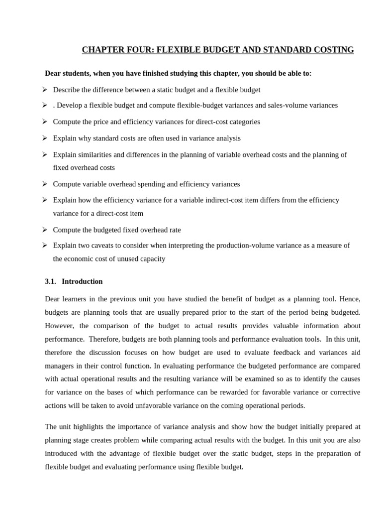 Flexible Budgeting and Standard Costing Guide | PDF | Labour Economics | Employment