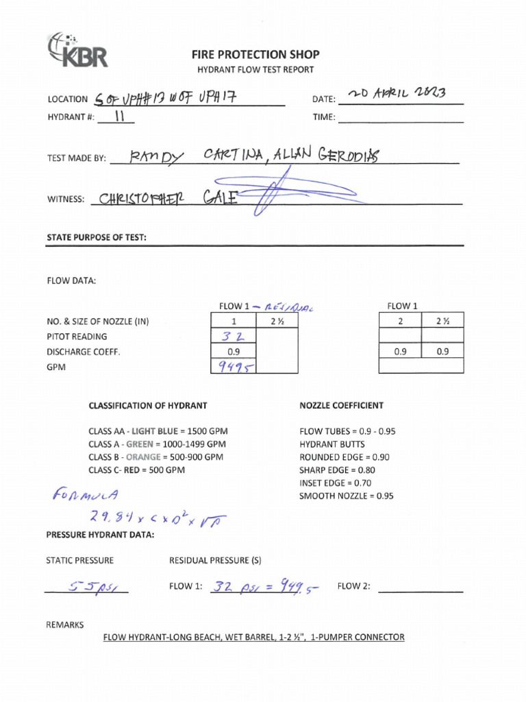 Fire Protection Hydrant Flow Test Report-3 | PDF