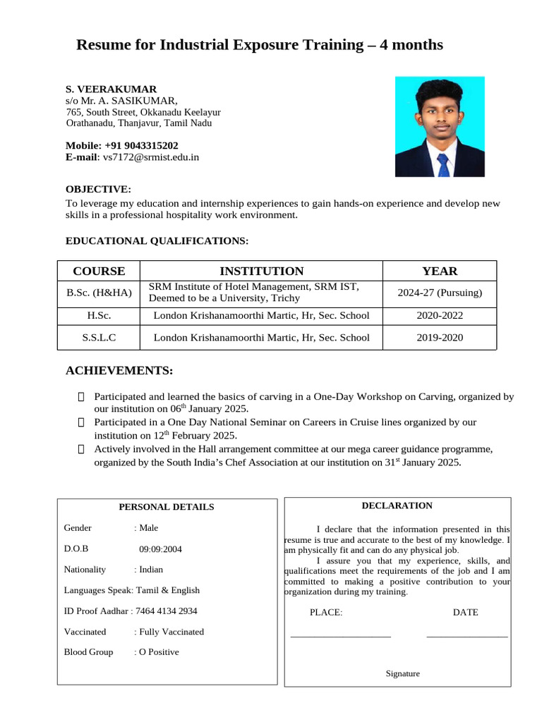 Model Resume For IET Students | PDF