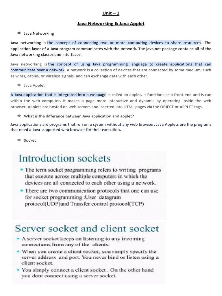 Advance Java Bvoc3_u1 - Copy | PDF | Computer Network | Port (Computer Networking)