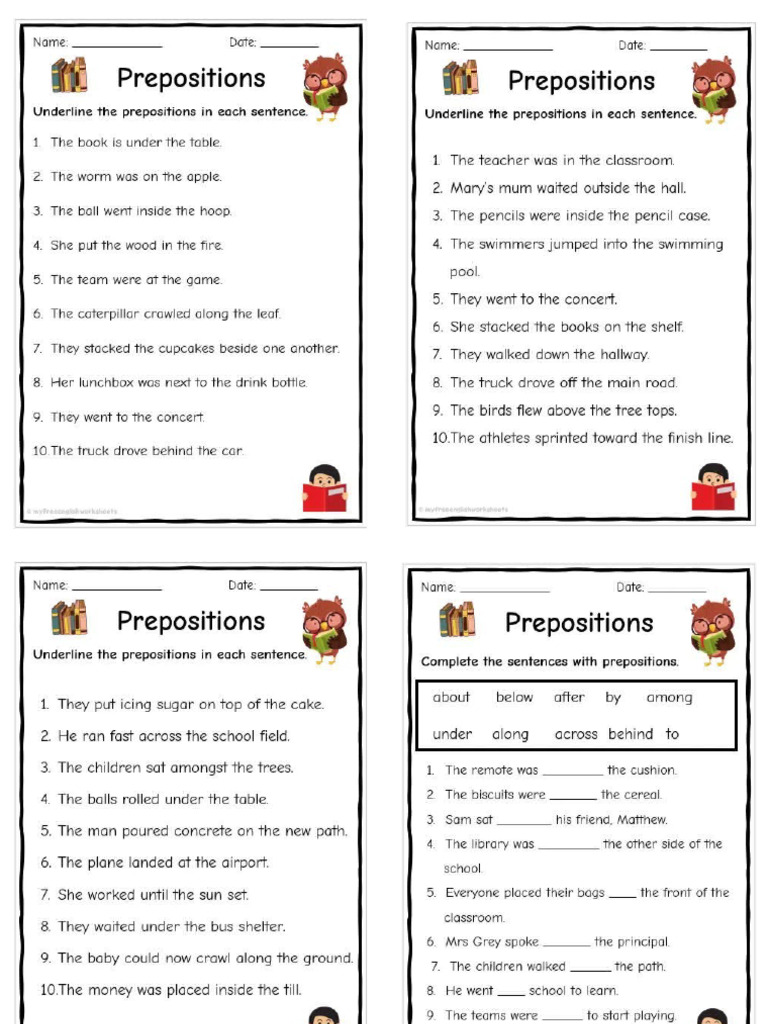 Prepositions Exercises. | PDF