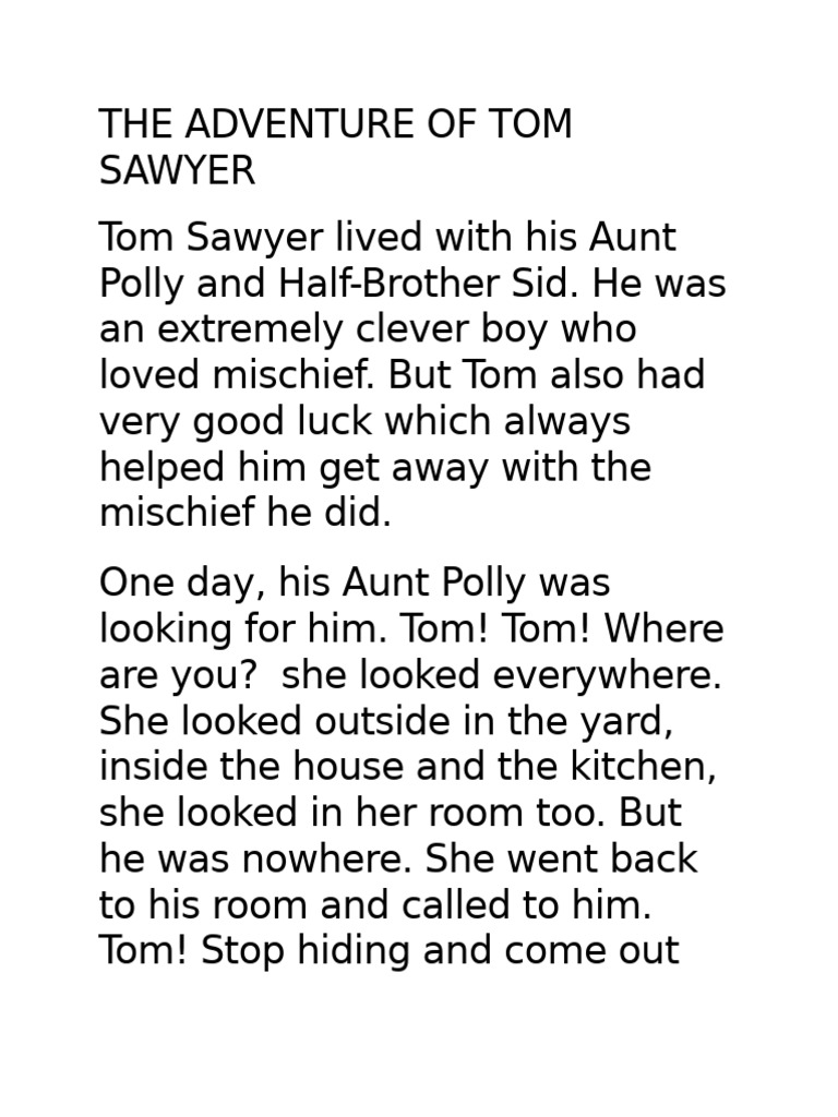 The Adventure of Tom Sawyer | PDF