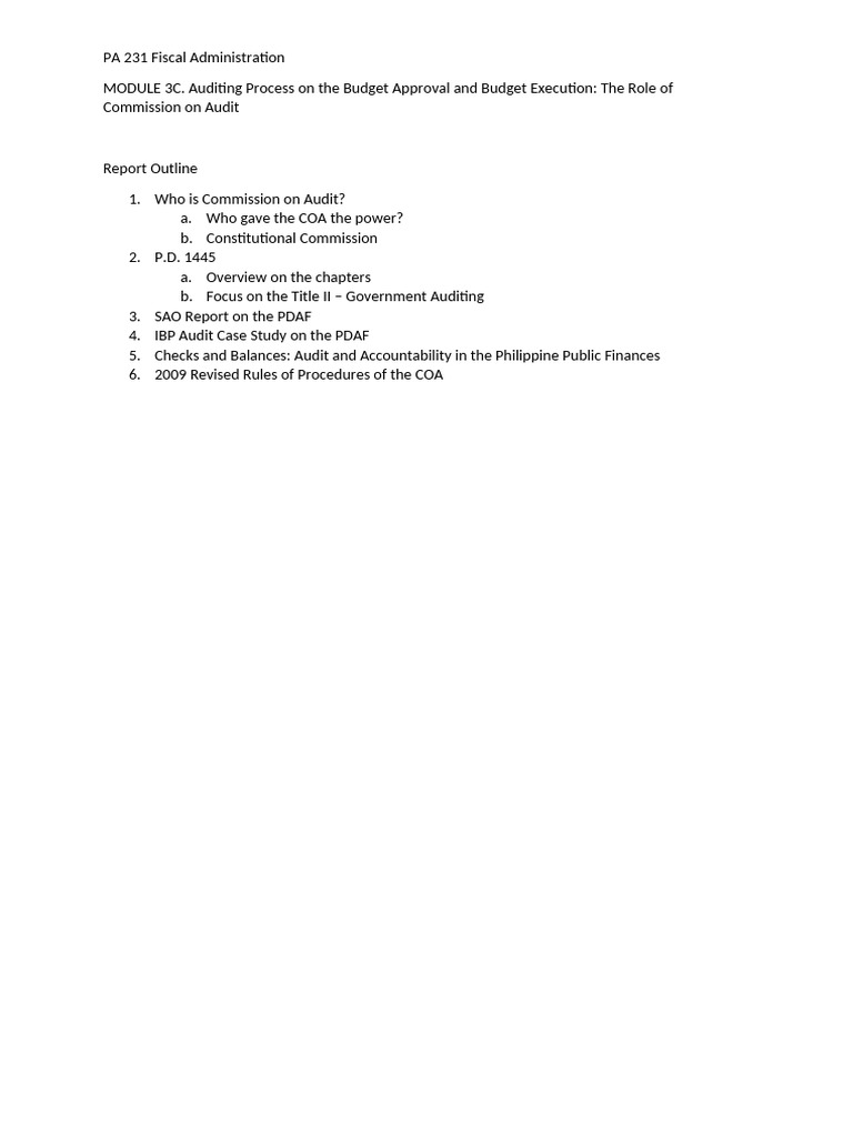 Module 3C Report Outline | PDF | Audit | Auditor's Report