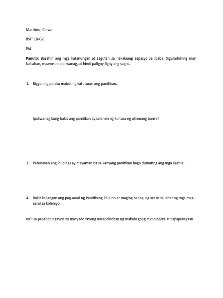 Martinez Clowd PAL BSIT 1B G2 | PDF