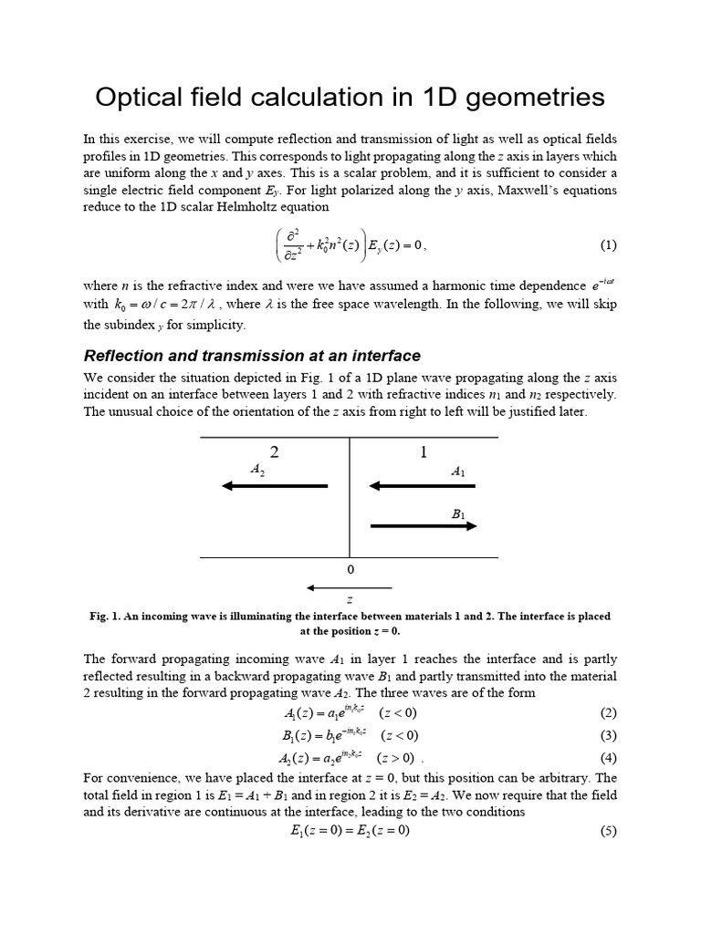 Exercise3 Transfer Matrix Method | PDF | Refractive Index | Reflection (Physics)
