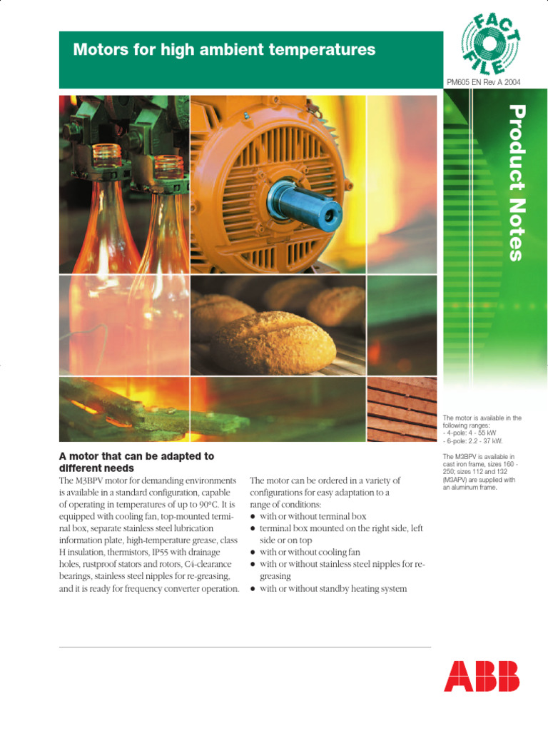 ABB High Temp Motor Brochure | PDF | Bearing (Mechanical) | Stainless Steel