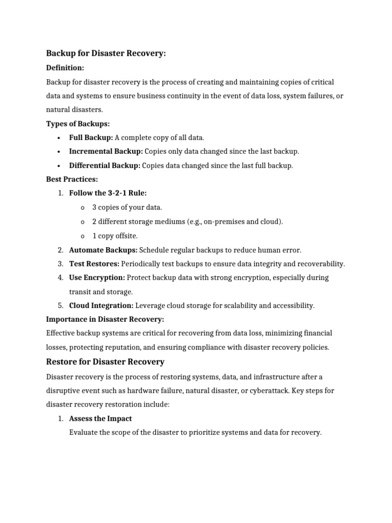 Backup For Disaster Recovery | PDF