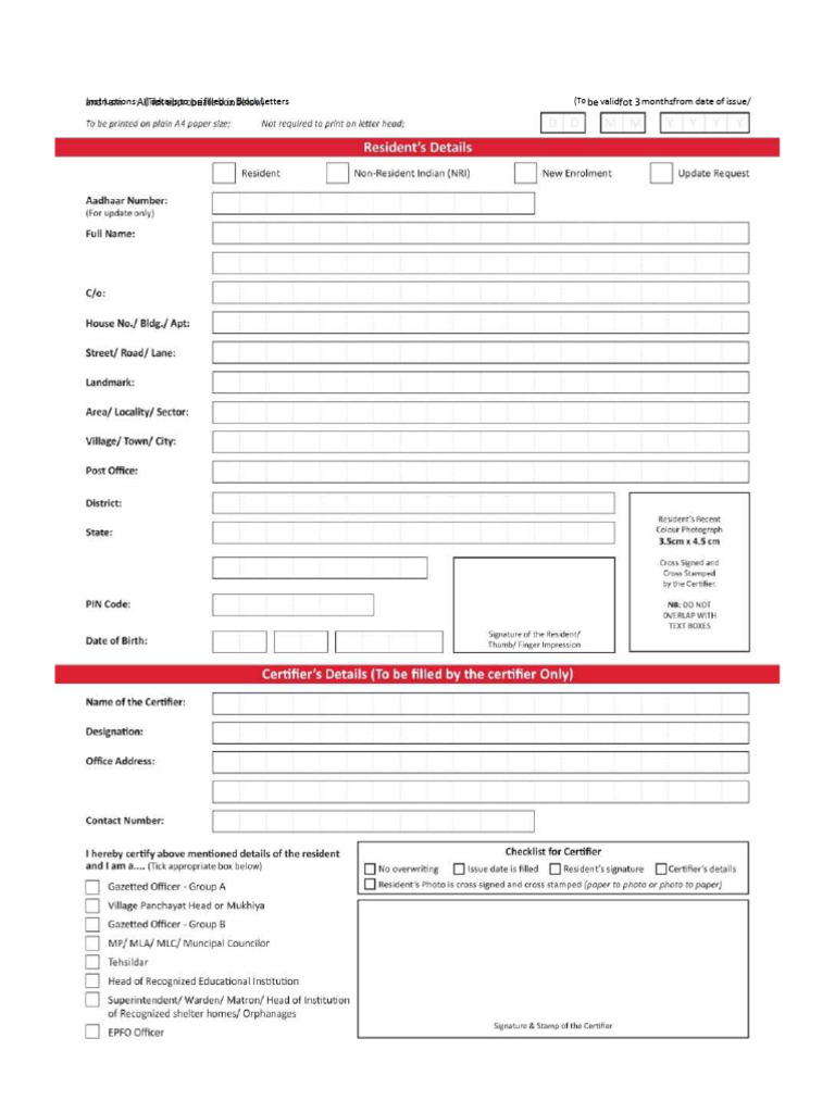 Aadhar Form | PDF