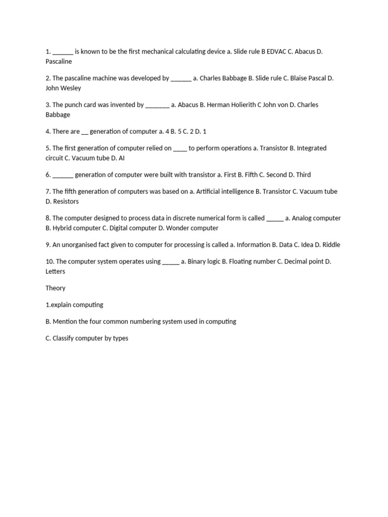 History and Types of Computing Devices | PDF