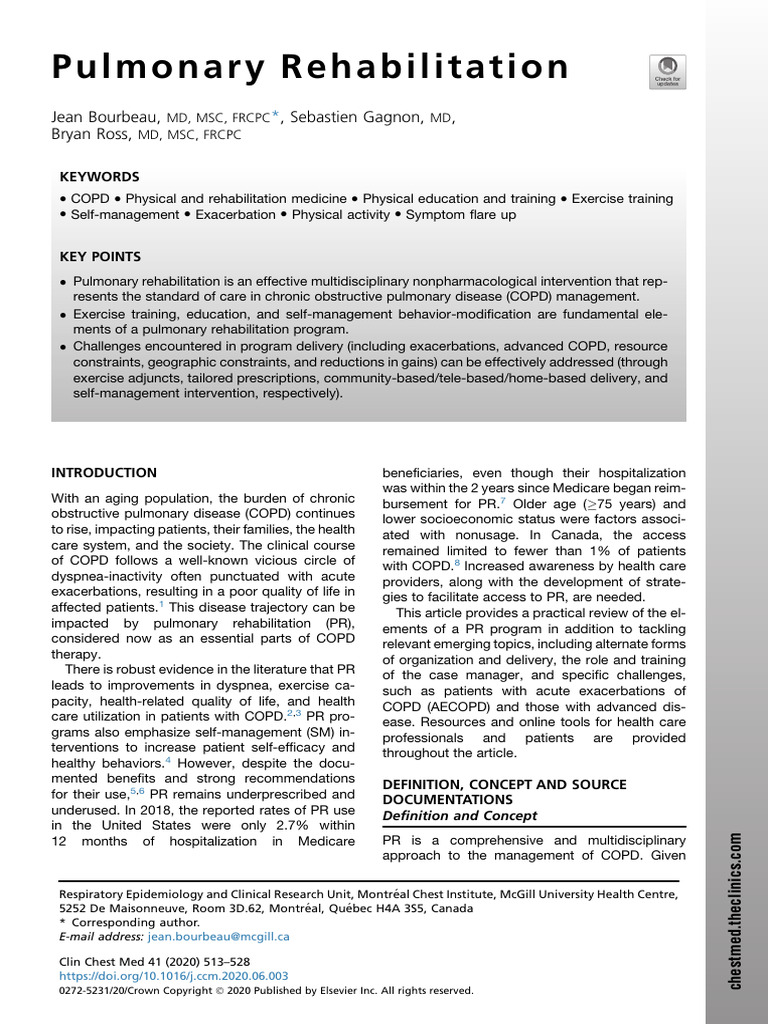 Pulmonary Rehabilitation | PDF | Chronic Obstructive Pulmonary Disease ...