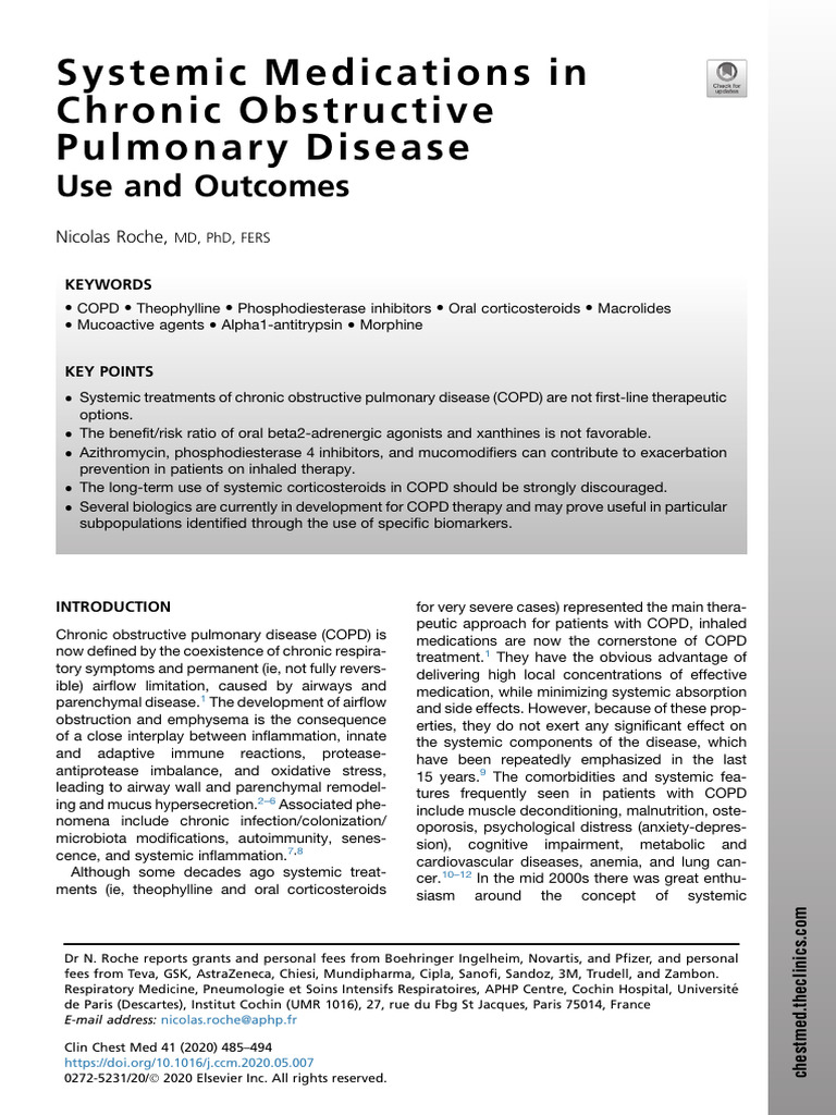 Systemic Medications | PDF | Chronic Obstructive Pulmonary Disease ...