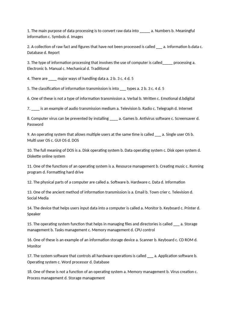 1. ss1 data processing second WPS Office | PDF | Operating System | Information