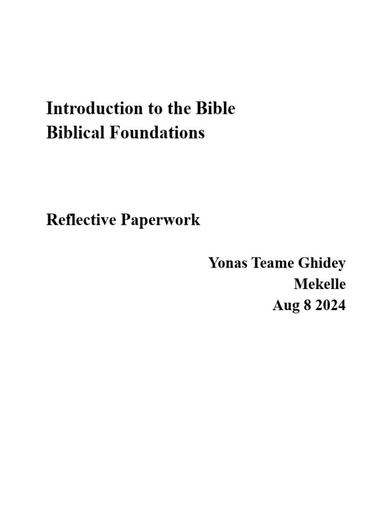 Reflection On Introduction To Bible | PDF | Revelation | Biblical Inerrancy