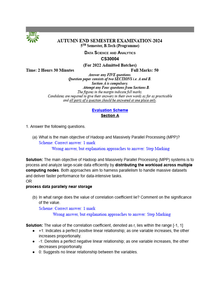 CS-30004 (Dsa) - CS End Nov 2024 | PDF | Regression Analysis | Support Vector Machine